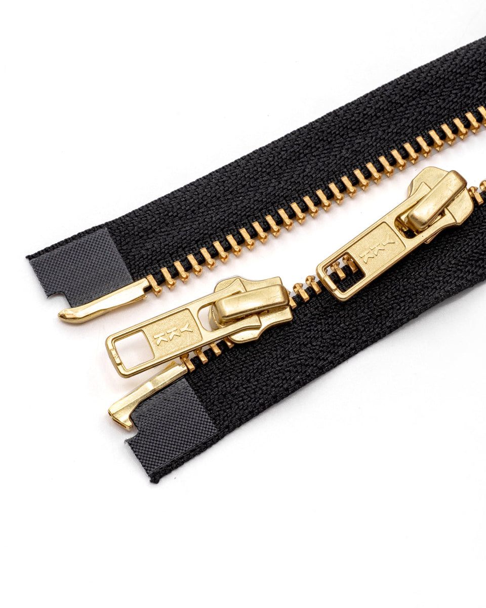 YKK Metalen goud dubbel deelbare ritsen | Leatherbox
