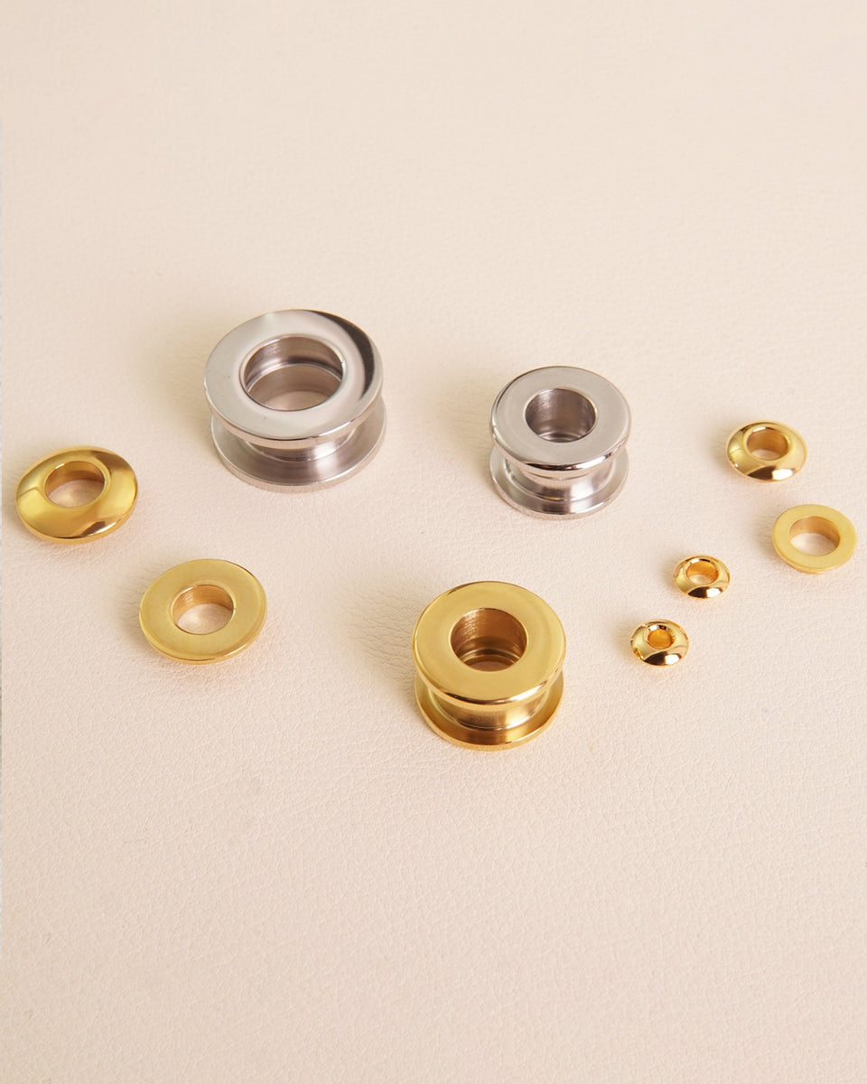 Premium eyelets for leathercraft in gold or silver | Leatherbox
