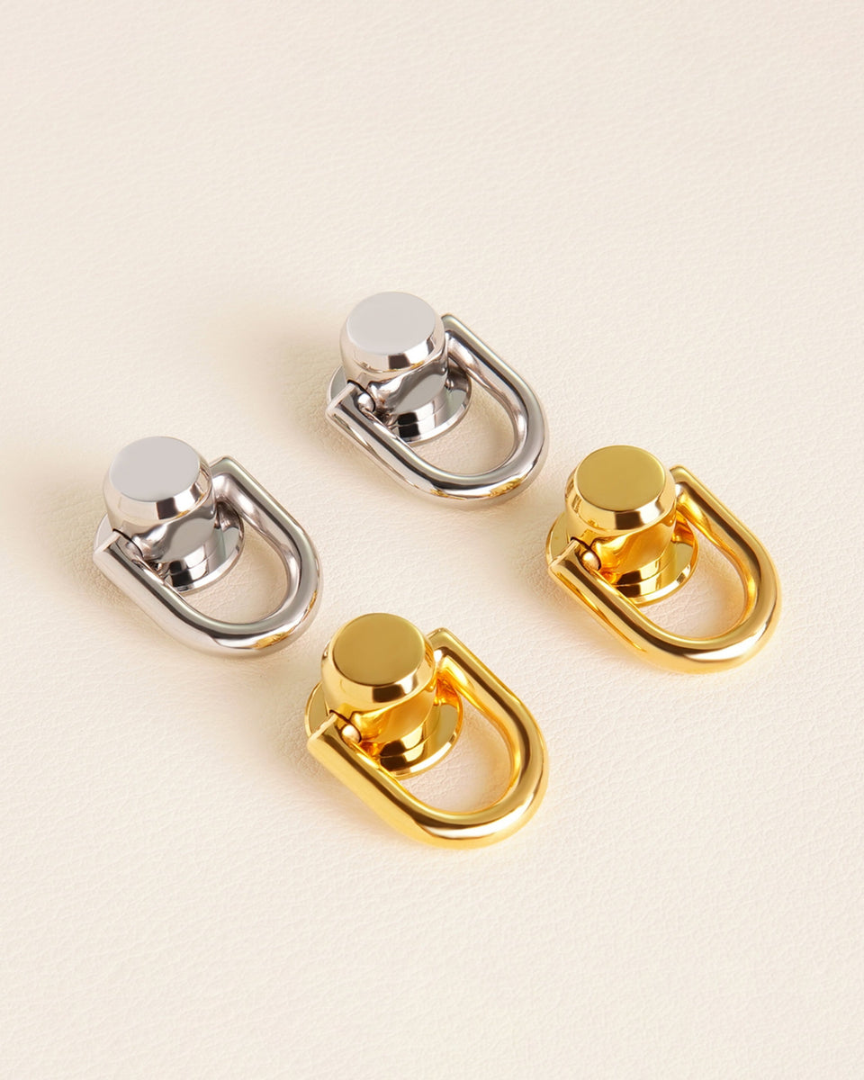 Stainless steel bag fastener in gold or silver | Leatherbox
